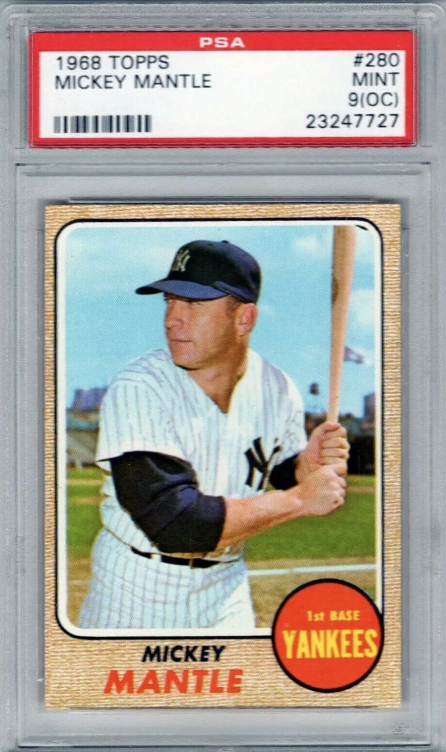 Mickey Mantle 1968 Topps (PSA 9) MINT #280 OC New York Yankees Baseball ...