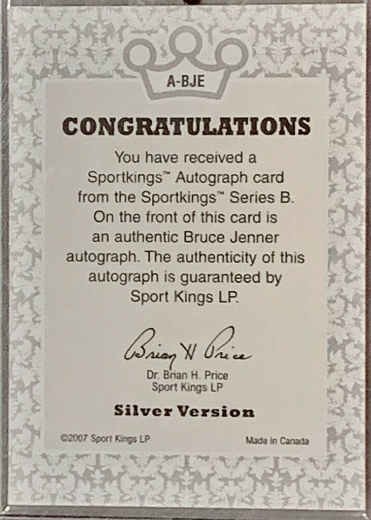 Bruce Jenner signed (Authentic Autograph) Olympic Card (Caitlyn Jenner ...