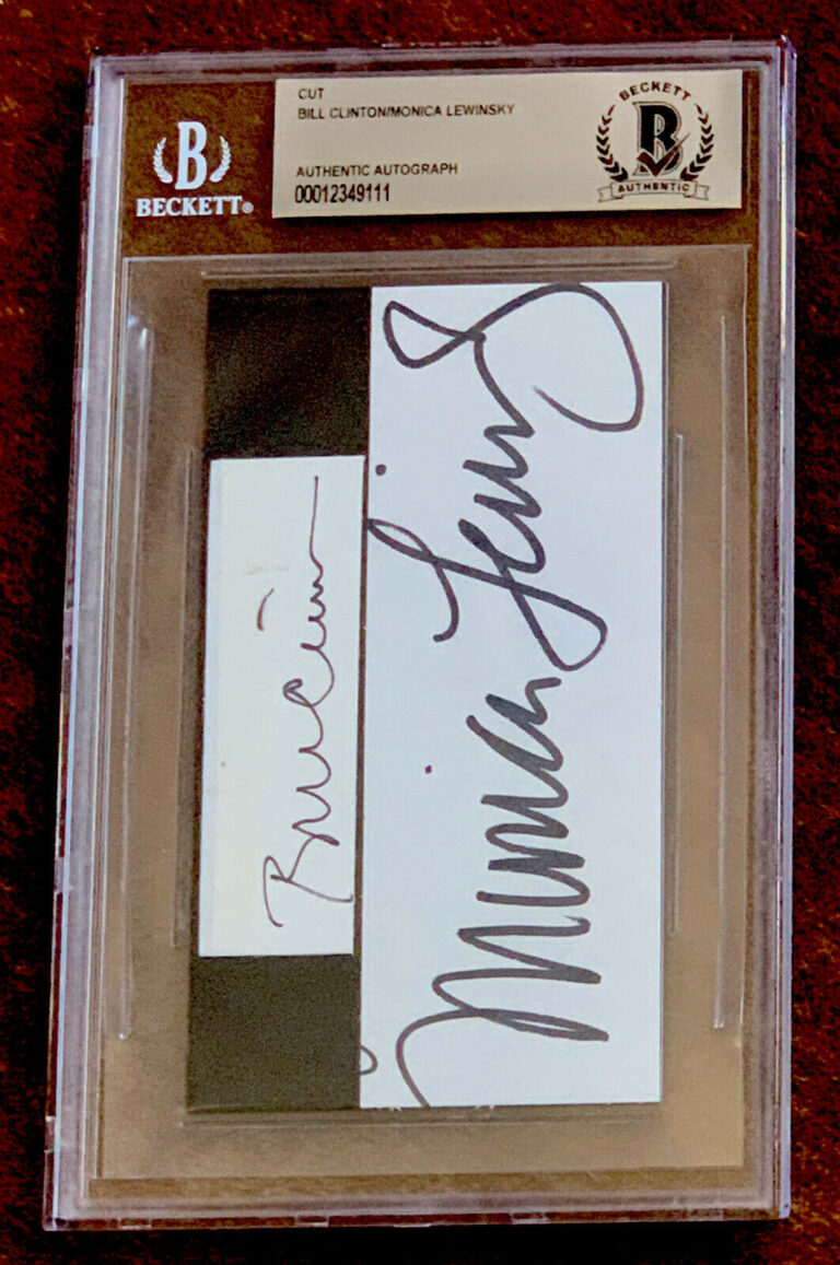 President Bill Clinton & Monica Lewinsky signed Authentic Beckett BAS ...