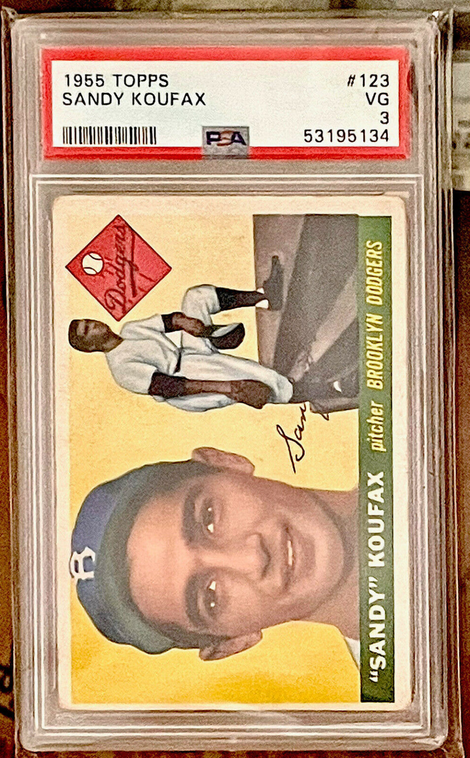 1955 Topps Baseball #123 Sandy Koufax Rookie Card RC PSA VG 3 Dodgers ...