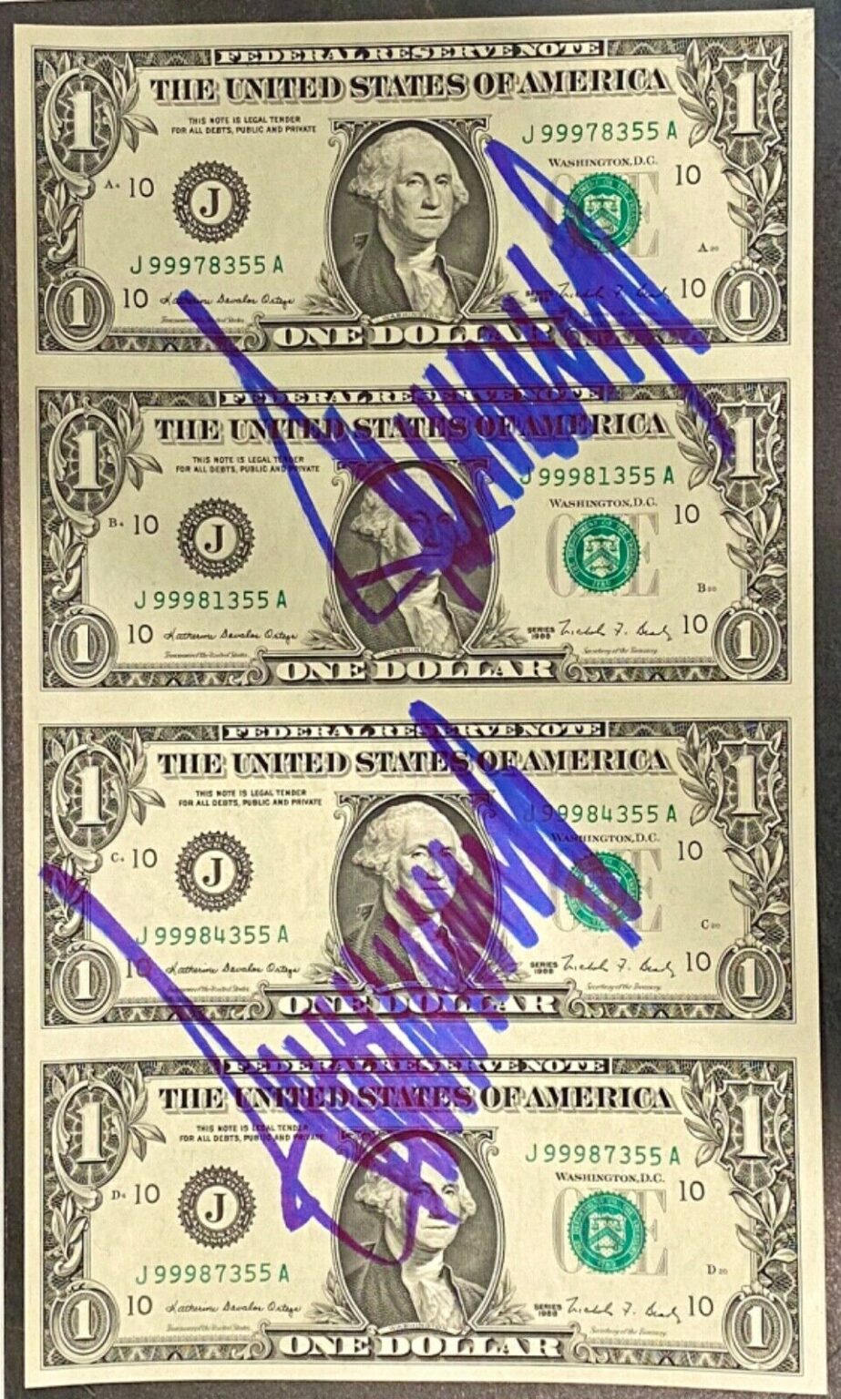 President Donald Trump Signed Uncut Money PSA Autographed Twice (MAGA ...
