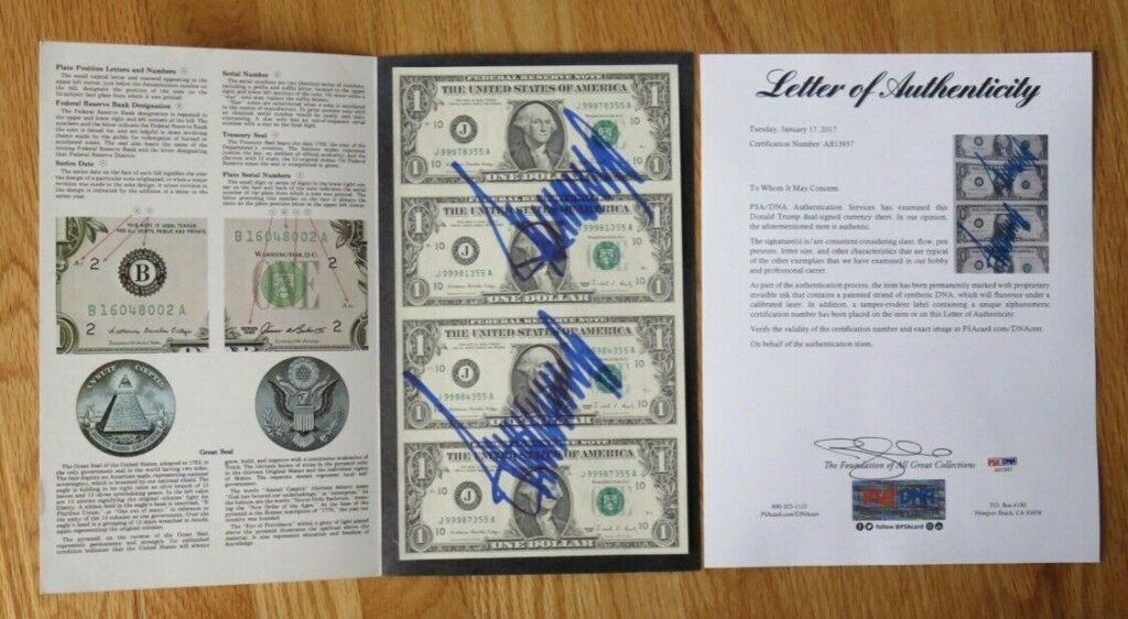 President Donald Trump Signed Uncut Money PSA Autographed Twice (MAGA ...
