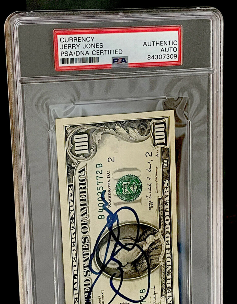 Jerry Jones Autograph Old $100 Dollar Bill (PSA) Encapsulated Dallas ...