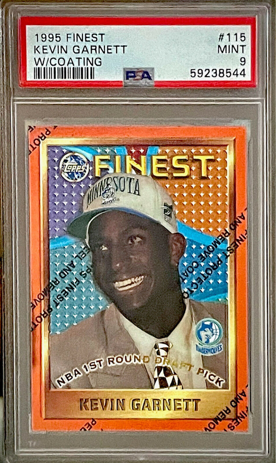 Kevin Garnett Rookie (PSA 9) MINT / 1995 TOPPS Finest w/ Coating ...