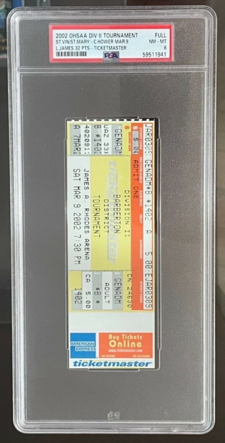 LeBron James High School (PSA 8) Authentic Ticket (32 Points) 2 in ...