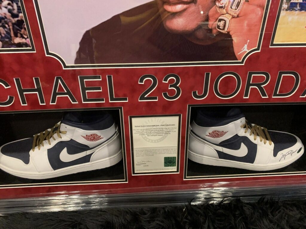 Michael Jordan Signed (Air Jordans 1’s) Upper Deck COA Custom Framed ...