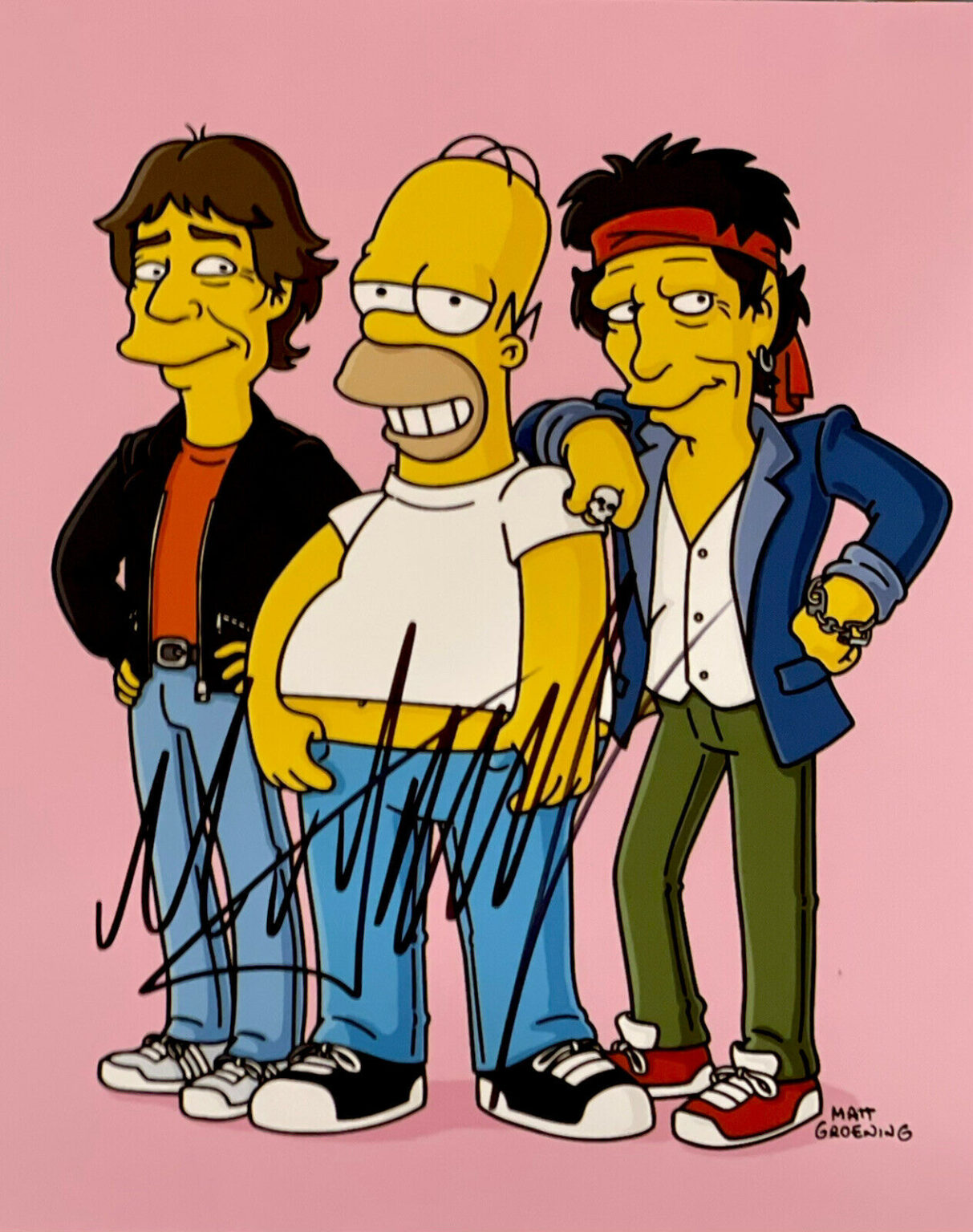Mick Jagger Autograph / The Simpsons Cartoon Rolling Stones COA ...