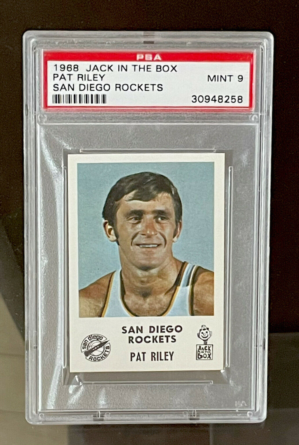 Pat Riley ROOKIE 1968 (PSA) 9 MINT San Diego Rockets/ Jack in the Box ...