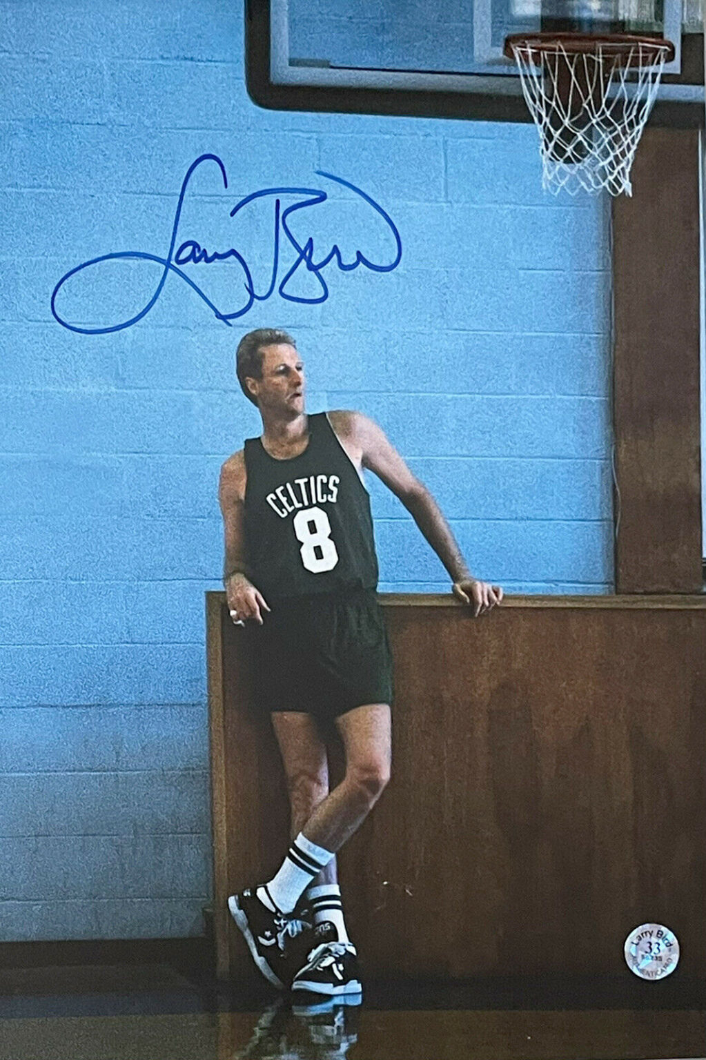 Larry Bird Wearing #8 Signed 11×14 photo features Bird Hologram ...