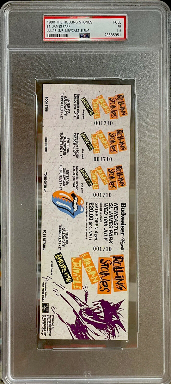 Rolling Stones (PSA) Encapsulated England 1990 FULL-Ticket / St James ...