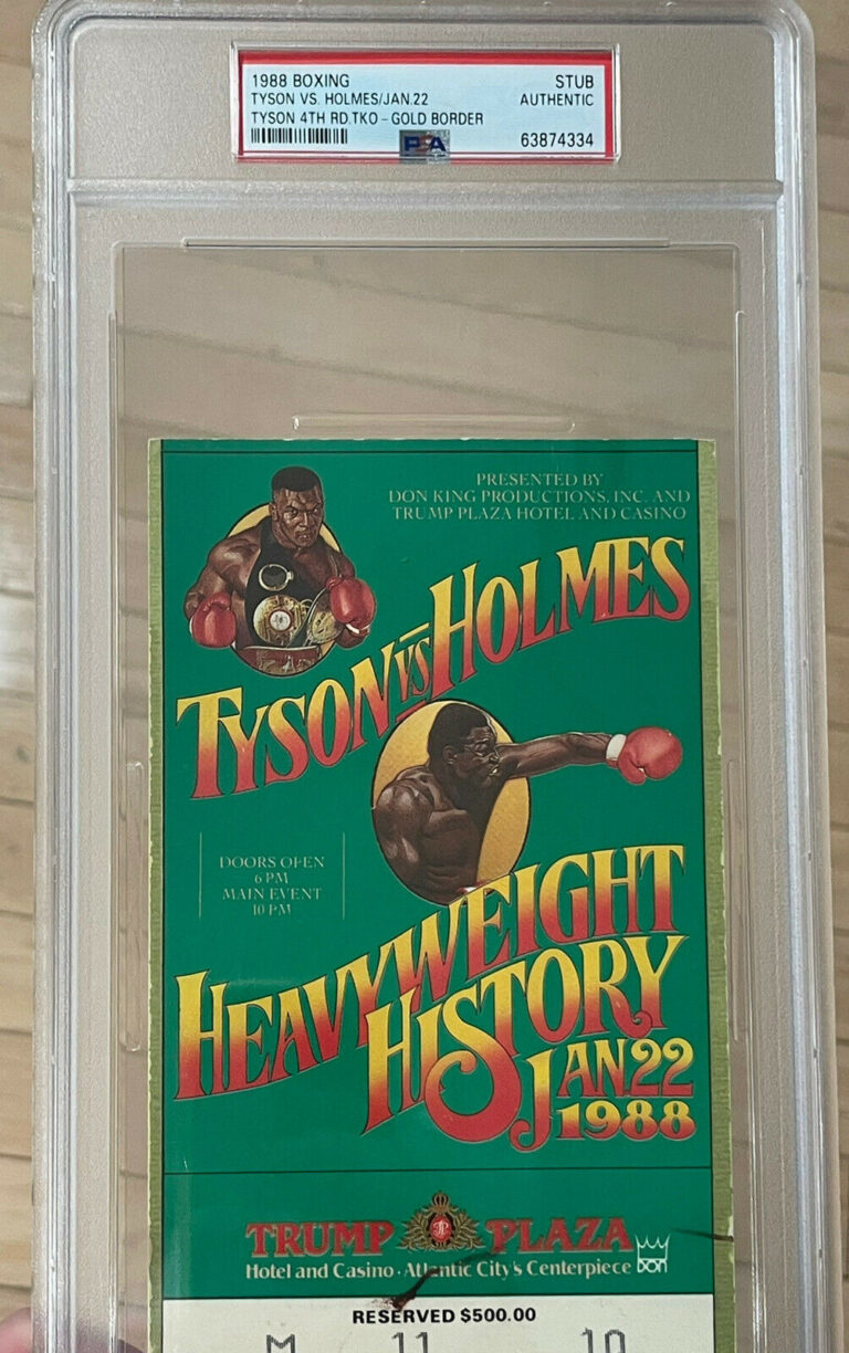 Mike Tyson vs Larry Holmes (PSA) Ticket Gold Border / 1988 Trump Plaza ...