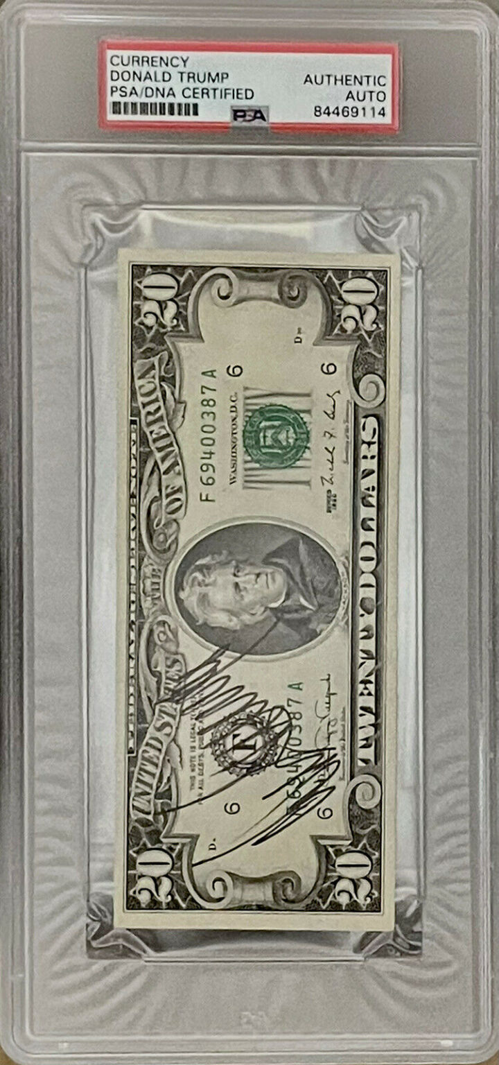 President Donald Trump Signed Currency “Old $20 Bill” JSA & PSA/DNA ...