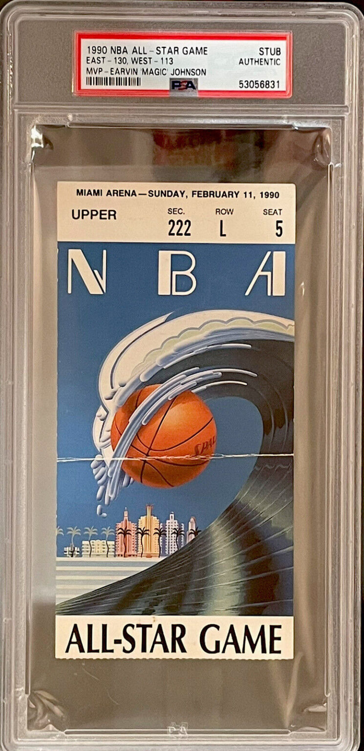 1990 NBA All Star Game Ticket Stub (PSA) Authentic MVP Magic Johnson vs ...