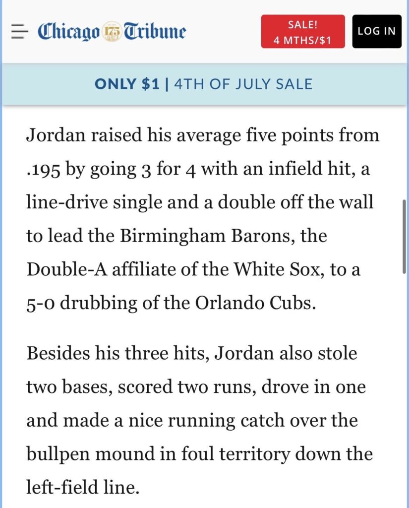 Michael Jordan Rookie (PSA) 6 FULL-Ticket Barons/ MJ’s Best Baseball ...