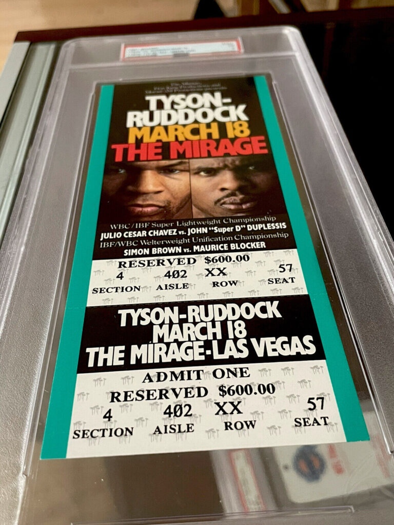 Mike Tyson vs Ruddock (PSA) 5 Excellent FULL-Ticket 7th Round KO 1991 ...