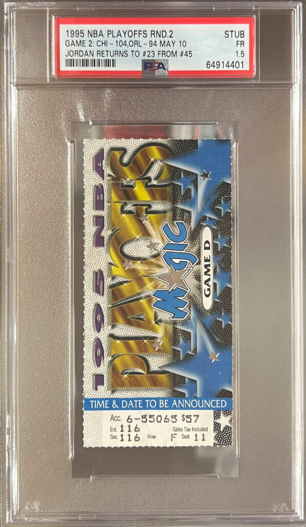 Michael Jordan Returns to #23 (PSA) 1995 Playoffs Ticket / Chicago ...
