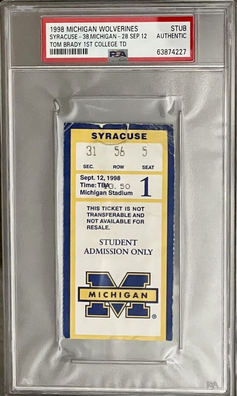 Tom Brady 1st Touchdown (PSA) Michigan Wolverines Ticket Stub 1998 ...