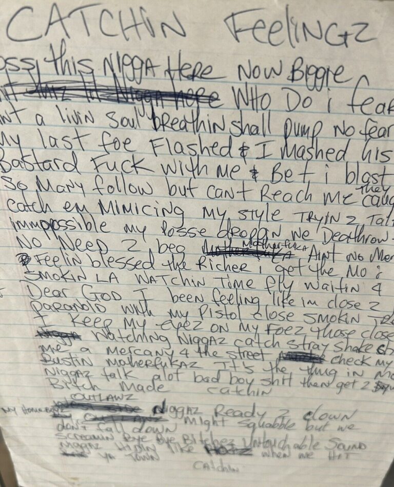 Tupac Shakur Original (Handwritten Lyrics) JSA Authenticated Song ...