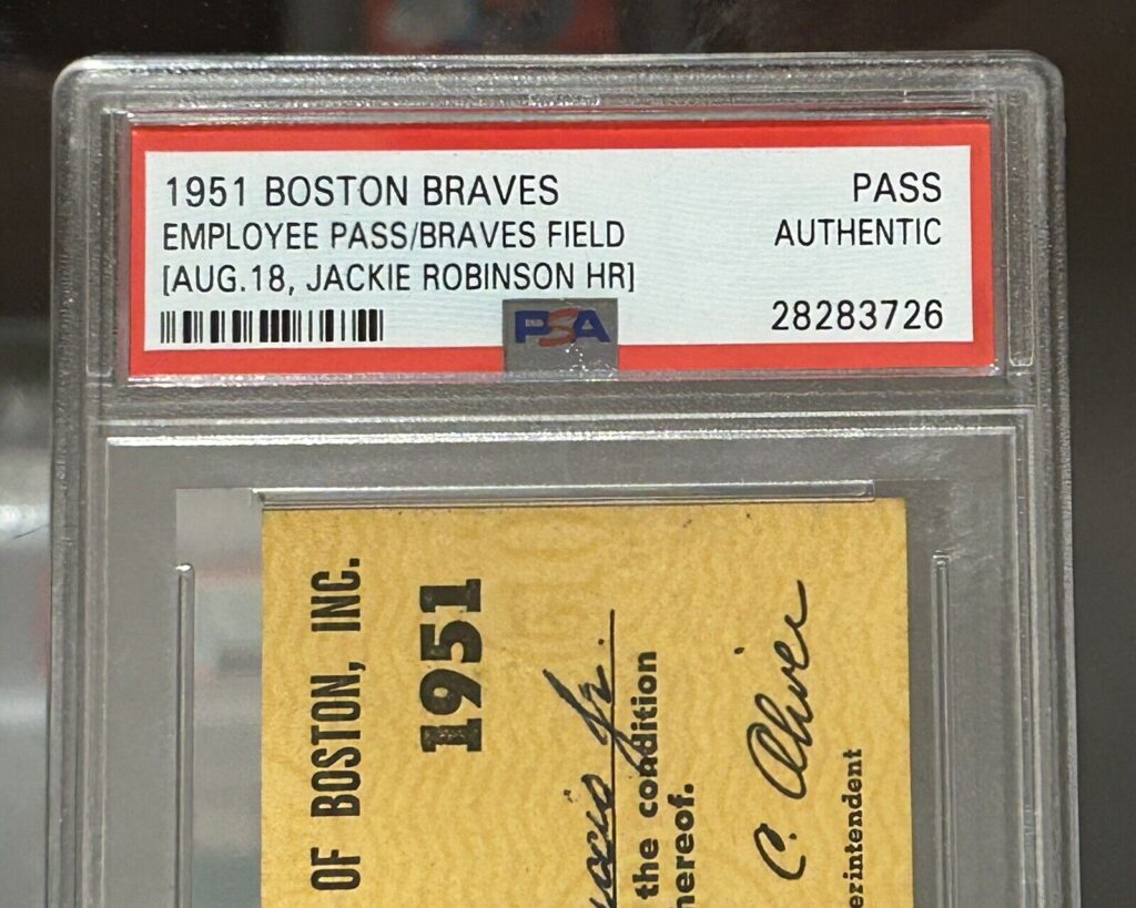Jackie Robinson Home Run Ticket (PSA) 1 of 1 VIP Employee Pass 1951 ...