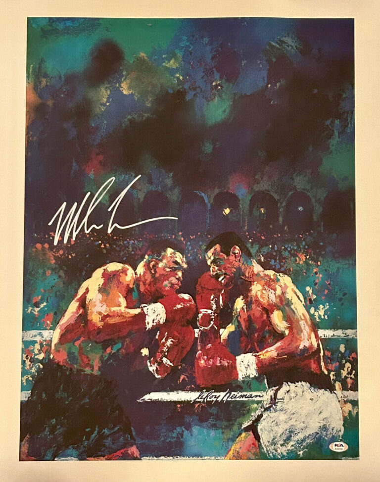 Mike Tyson vs Michael Spinks (PSA/DNA) Tyson Autograph Leroy Neiman ...
