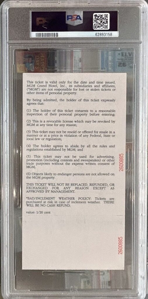 Mike Tyson Fight Ticket vs Peter McNeeley (PSA) “First Fight After Jail” 1995 – Beverly Hills ...