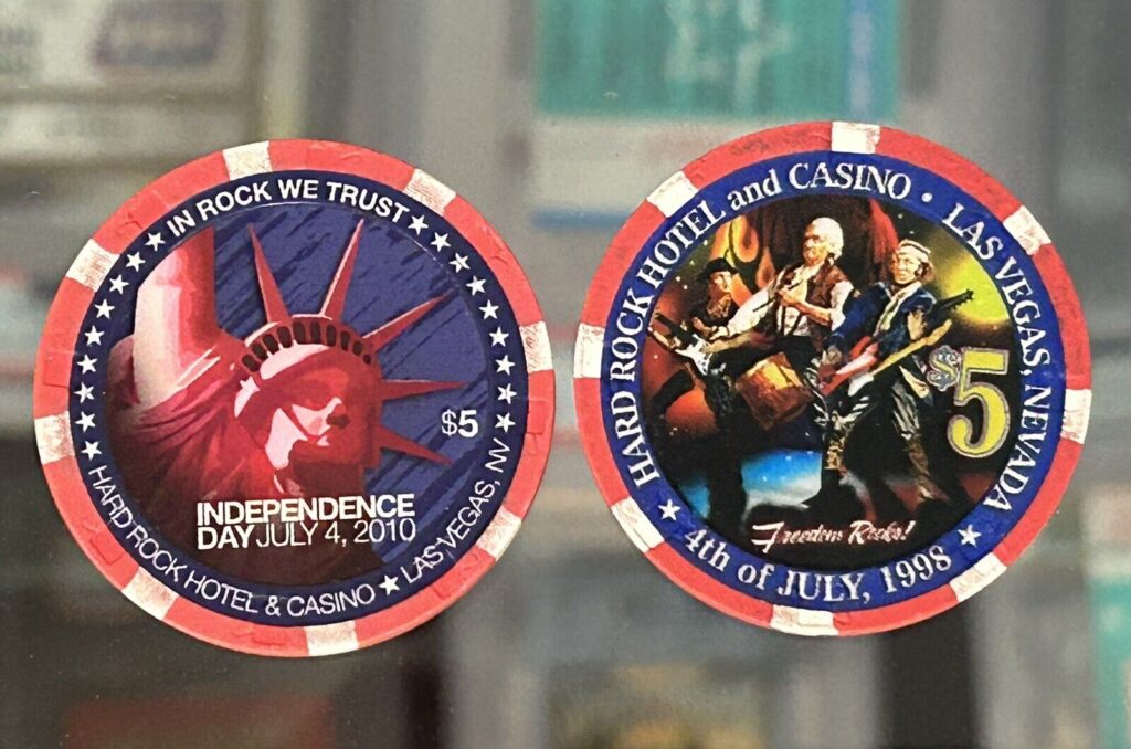 Hard Rock Hotel Casino Chips Fourth of July 1998 + 2010 $5 Chips ...