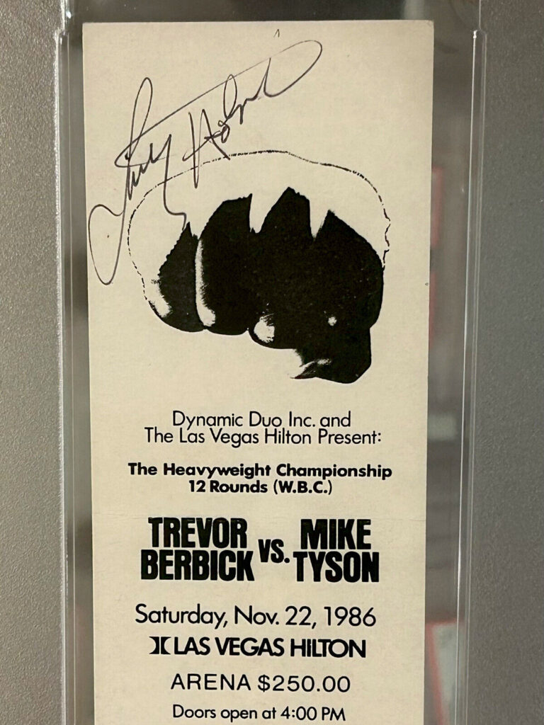 Mike Tyson vs Trevor Berbick Boxing Ticket (PSA/DNA) Signed by Larry ...