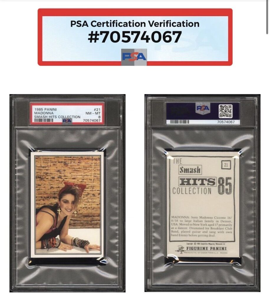 Madonna (PSA) 8 NM-MINT Panini Rookie Smash Hits Card 1985 – Beverly ...