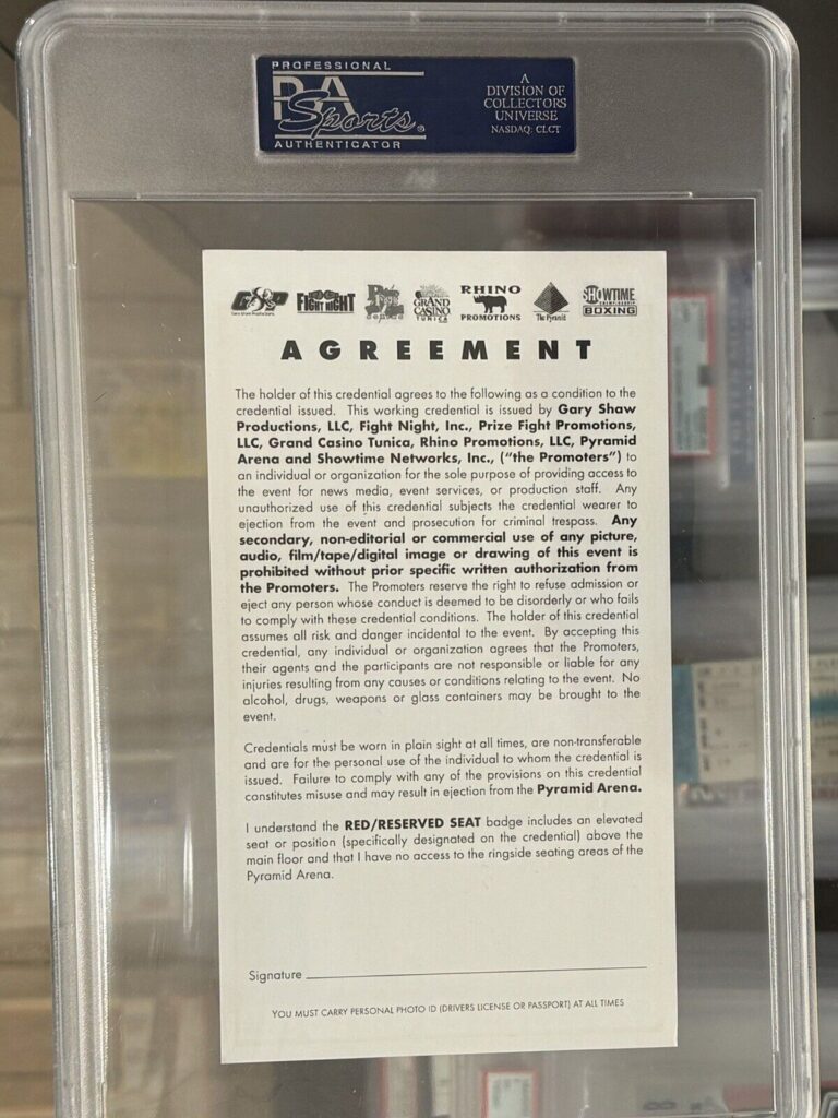 Mike Tyson First Round Knockout (PSA) 7 MINT vs Etienne Ticket VIP Pass ...