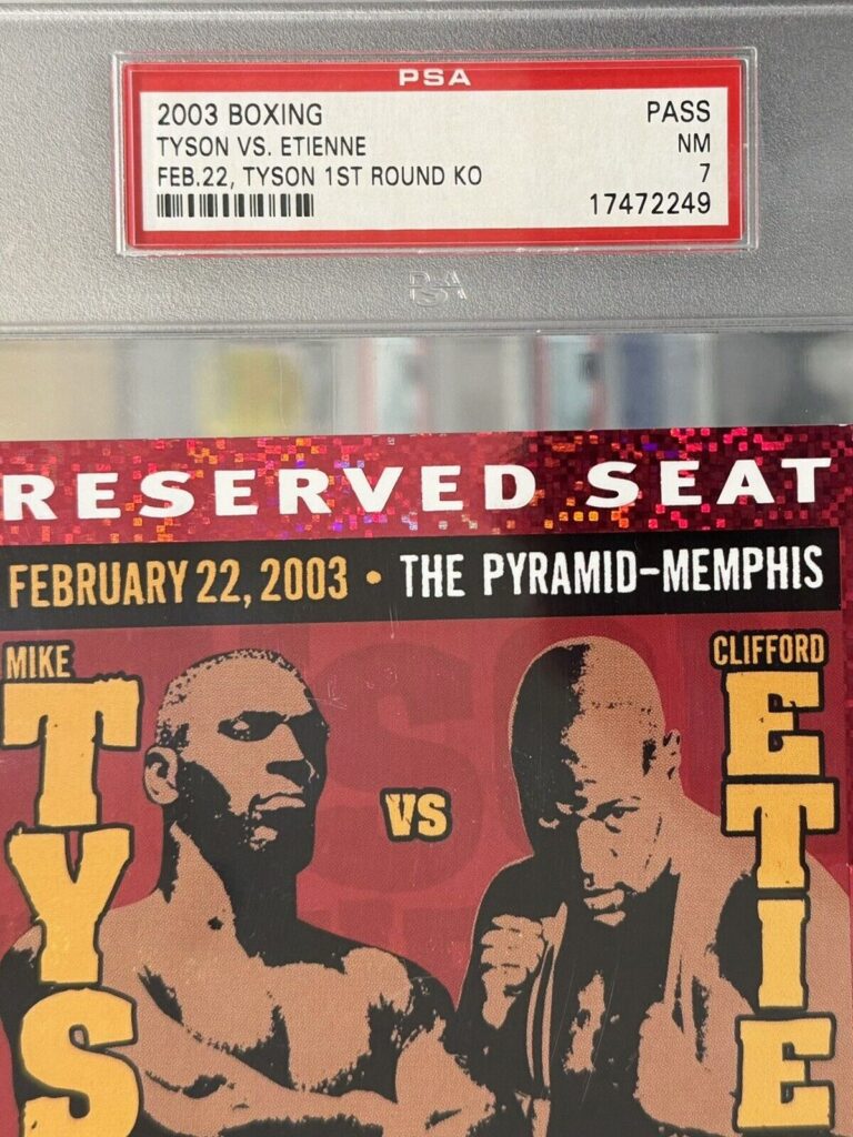Mike Tyson First Round Knockout (PSA) 7 MINT vs Etienne Ticket VIP Pass ...