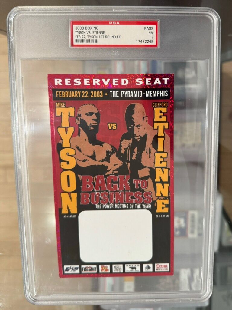 Mike Tyson First Round Knockout (PSA) 7 MINT vs Etienne Ticket VIP Pass ...
