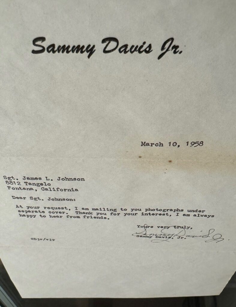 Sammy Davis Jr. Signed Letter to Sgt. Johnson on Personal Stationary ...
