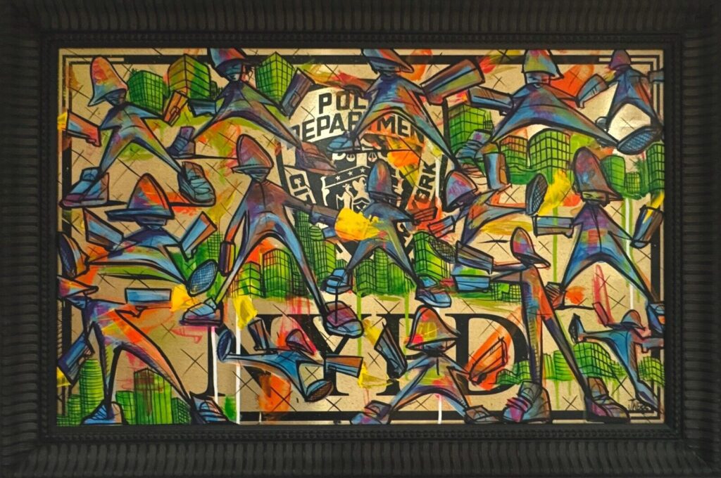 Original Modern Street Art by JOE X2 Signed Josh Webb / NYPD Sign ...