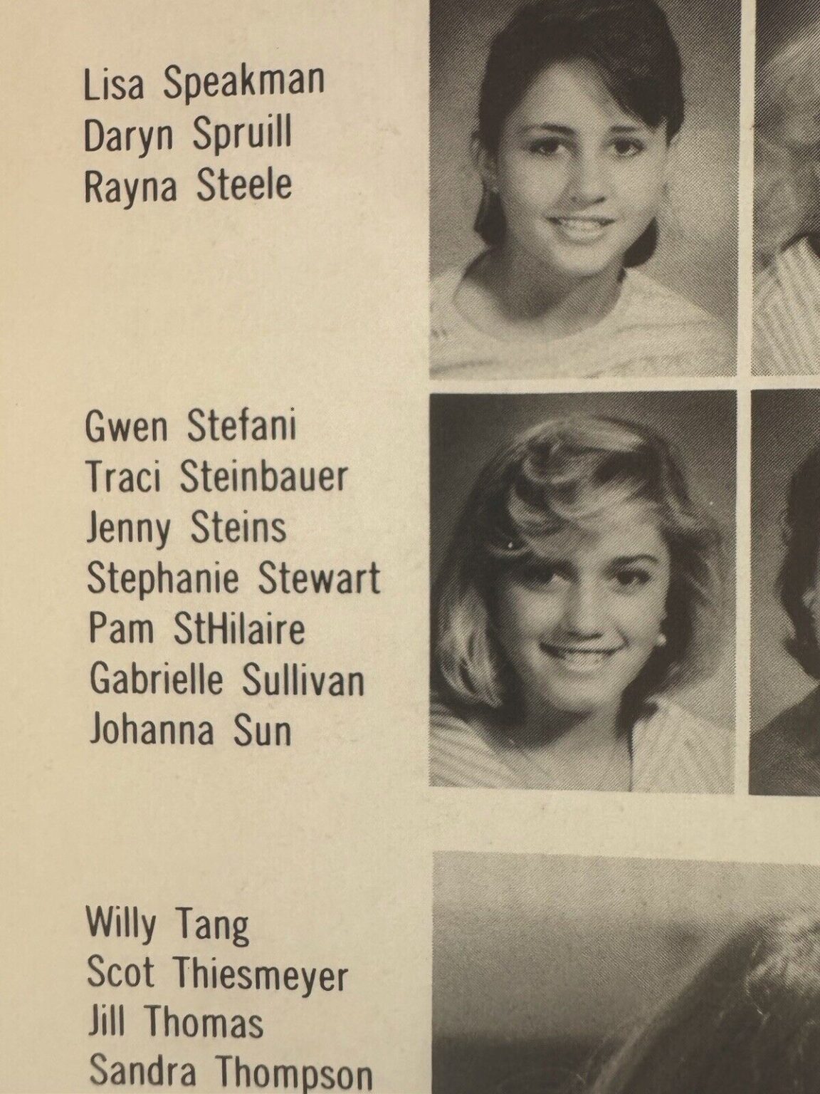 Gwen Stefani Authentic School Yearbook Multiple Photos / Drawing of ...