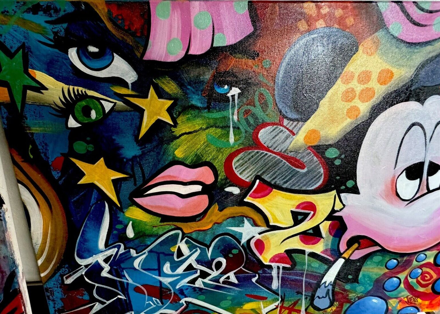 Original Street Art “Mickey Mouse on LSD” by JOE X2 / Signed on Canvas ...