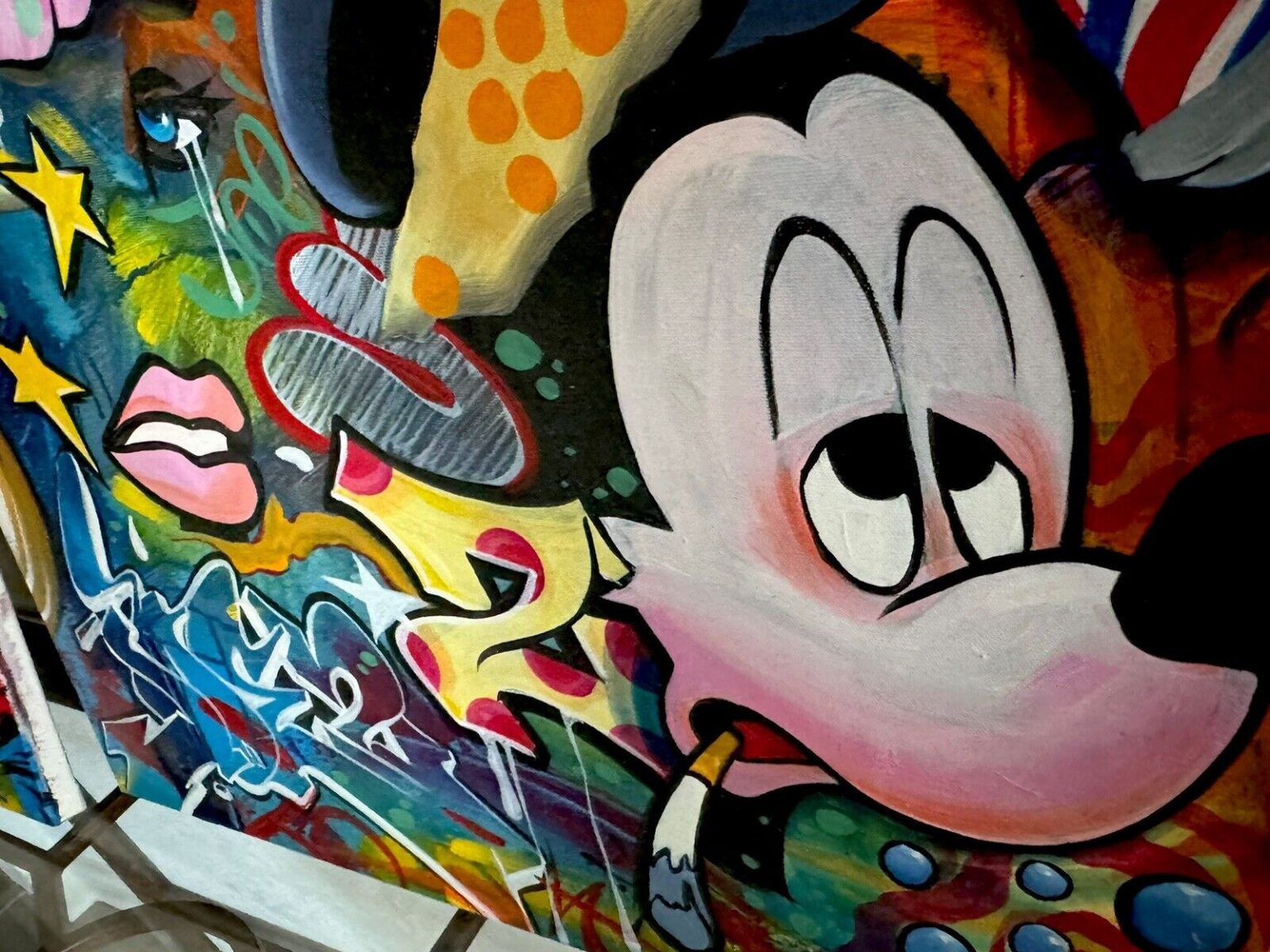 Original Street Art “Mickey Mouse on LSD” by JOE X2 / Signed on Canvas ...