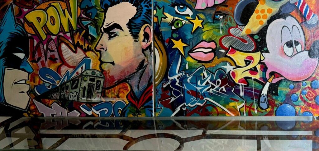 Original Street Art “Mickey Mouse on LSD” by JOE X2 / Signed on Canvas ...