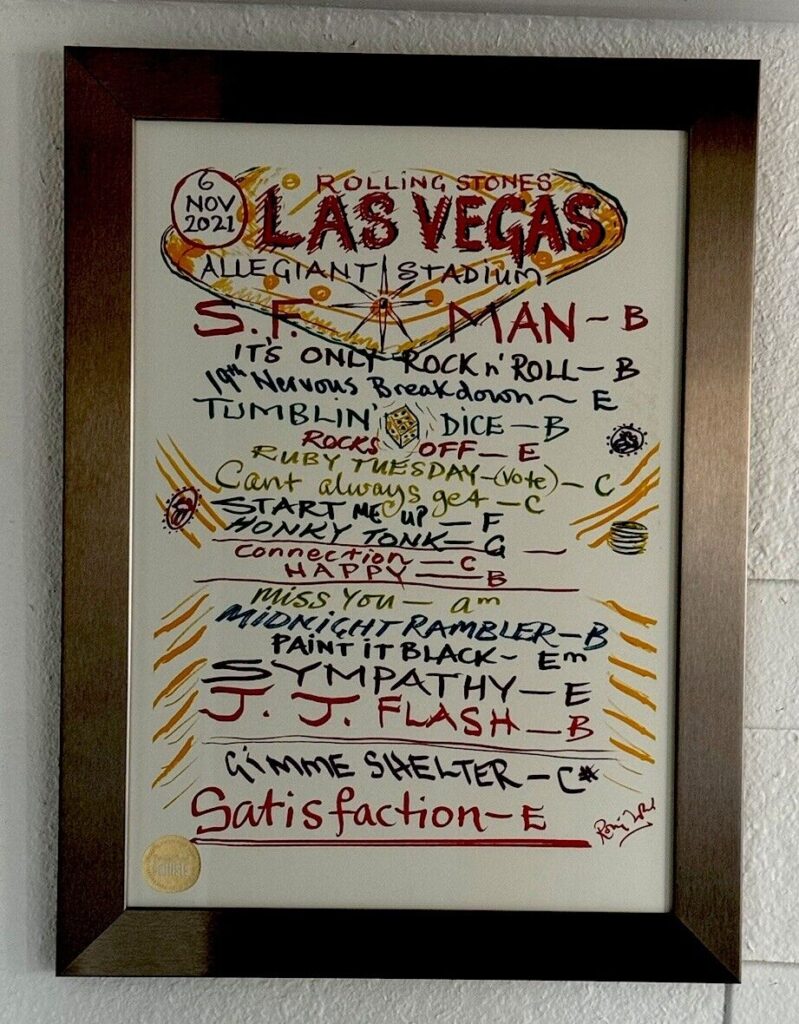 Rolling Stones Set List Las Vegas Allegiant Stadium / Ronnie Wood Art & Label 2021 – Beverly ...