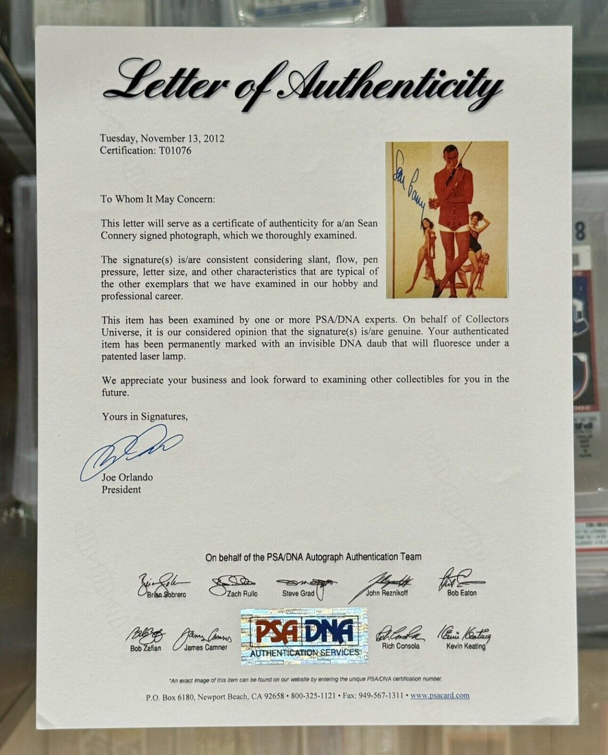 Sean Connery (PSA) Authenticated Autograph Iconic Photo of James Bond ...