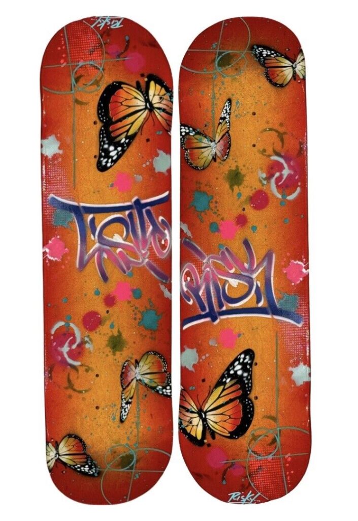Artist Risk Original Graffiti Art Skateboard Deck / Butterflies ...