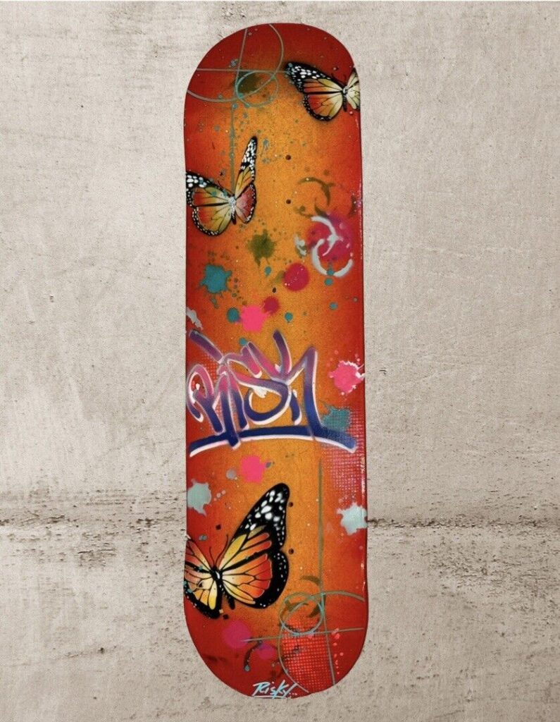 Artist Risk Original Graffiti Art Skateboard Deck / Butterflies ...