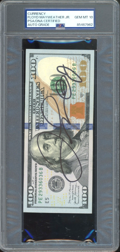 Floyd Mayweather Jr GEM MINT 10 (PSA) Signed $100 Dollar Bill – Beverly ...